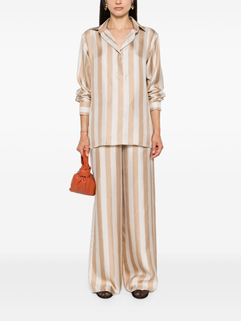 FENDI FENDI Pequin-Stripe Silk Palazzo Pants
