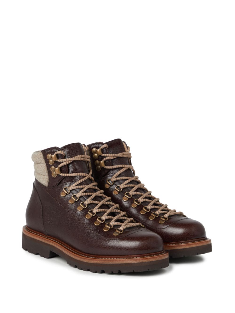 Brunello Cucinelli Shearling-Lined Full-Grain Leather Chukka  display picture 3
