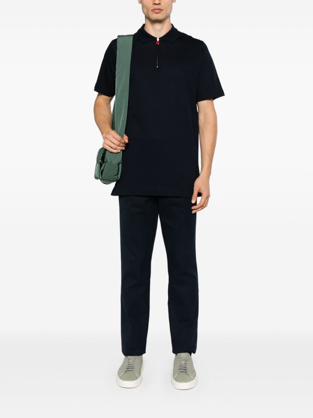 KITON half-zip piqué polo shirt