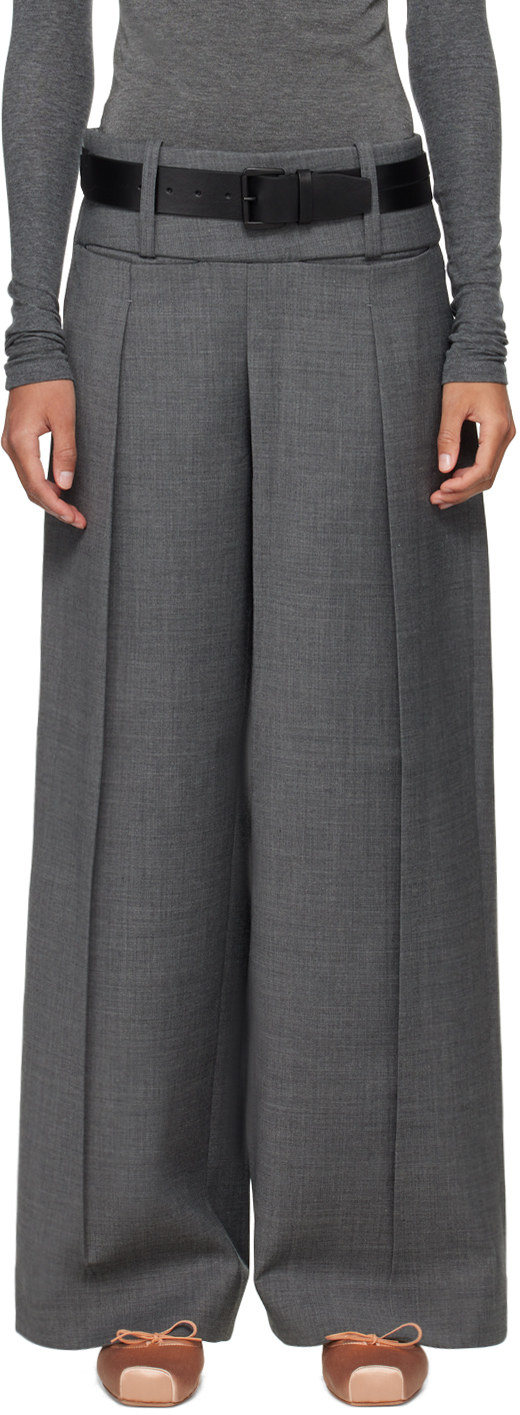 Fax Copy Express Gray 'The Palazzo' Trousers In Grey - 33% Off