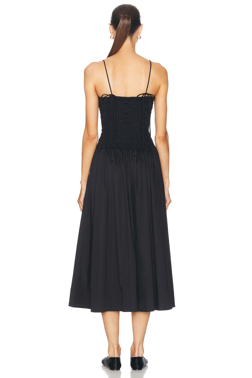 stacci midi dress in beige & cream Spaghetti Strap Button Down Front Tie Midi Dress – STYLED BY ALX COUTURE main image 0