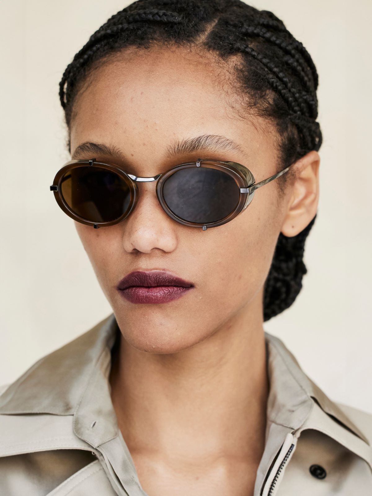 Max Mara MALIBU10 MM0080 60G Oval Sunglasses - Beige/Gold/Brown Maxmara Sunglasses MM10, Chunky Honey Amber Acetate, Vintage  main image 4