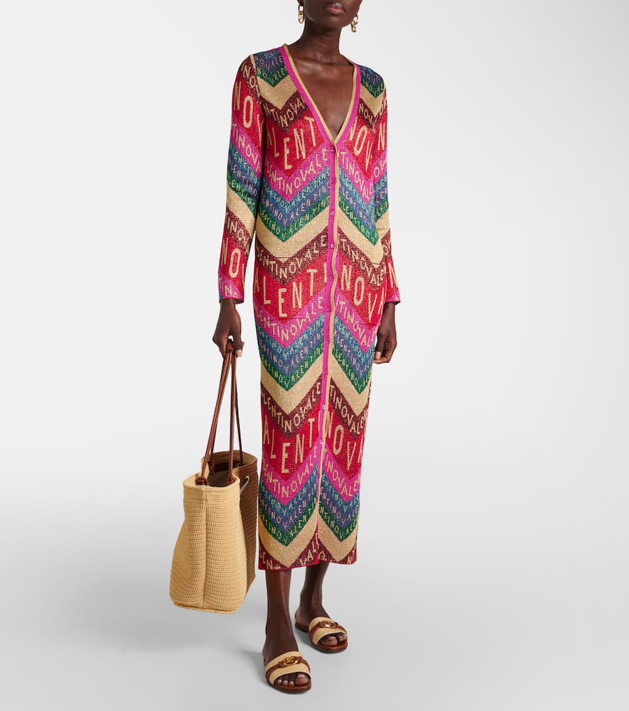 VALENTINO Valentino Logo Knitted Jacquard Midi Dress