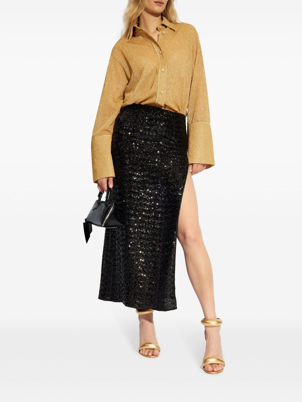 OSEREE Oséree Sequin-Embellished Midi Skirt