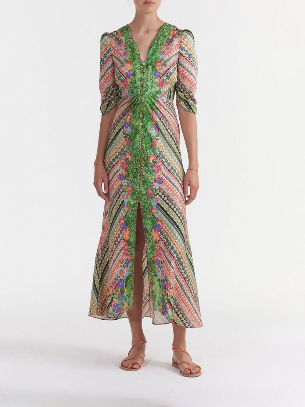 SALONI Saloni Mitsu B Mix-Print Midi Dress