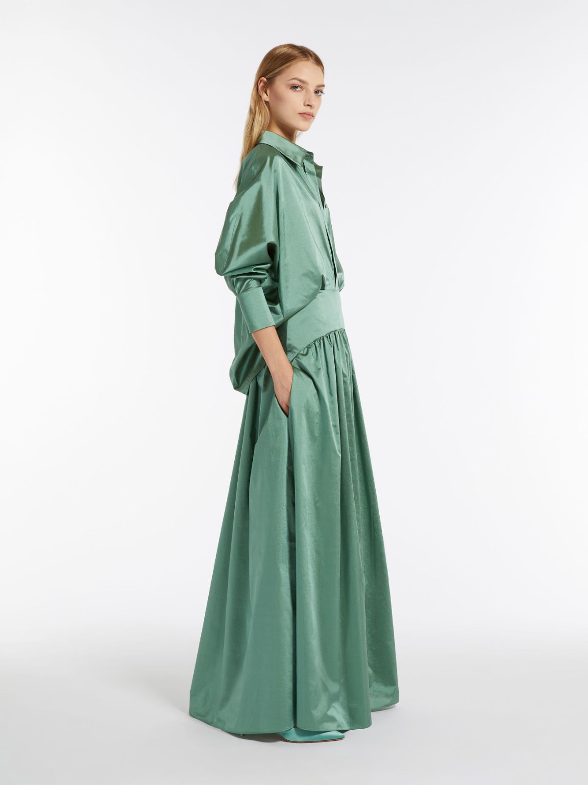 Max Mara Long Taffeta Skirt - Jade | Editorialist