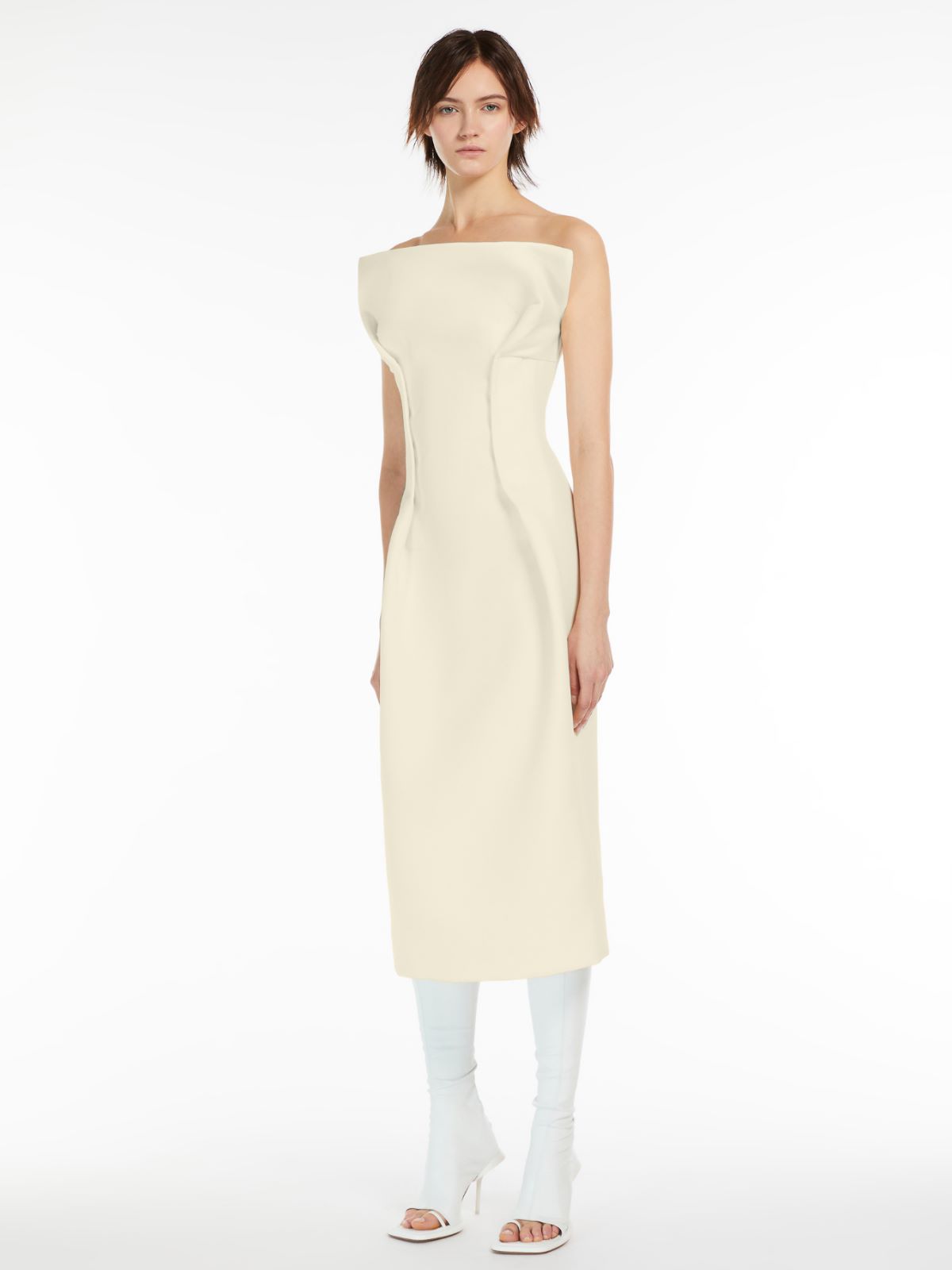 max mara cream dress Max Mara | Woman - Wool and cotton canvas dress - Beige