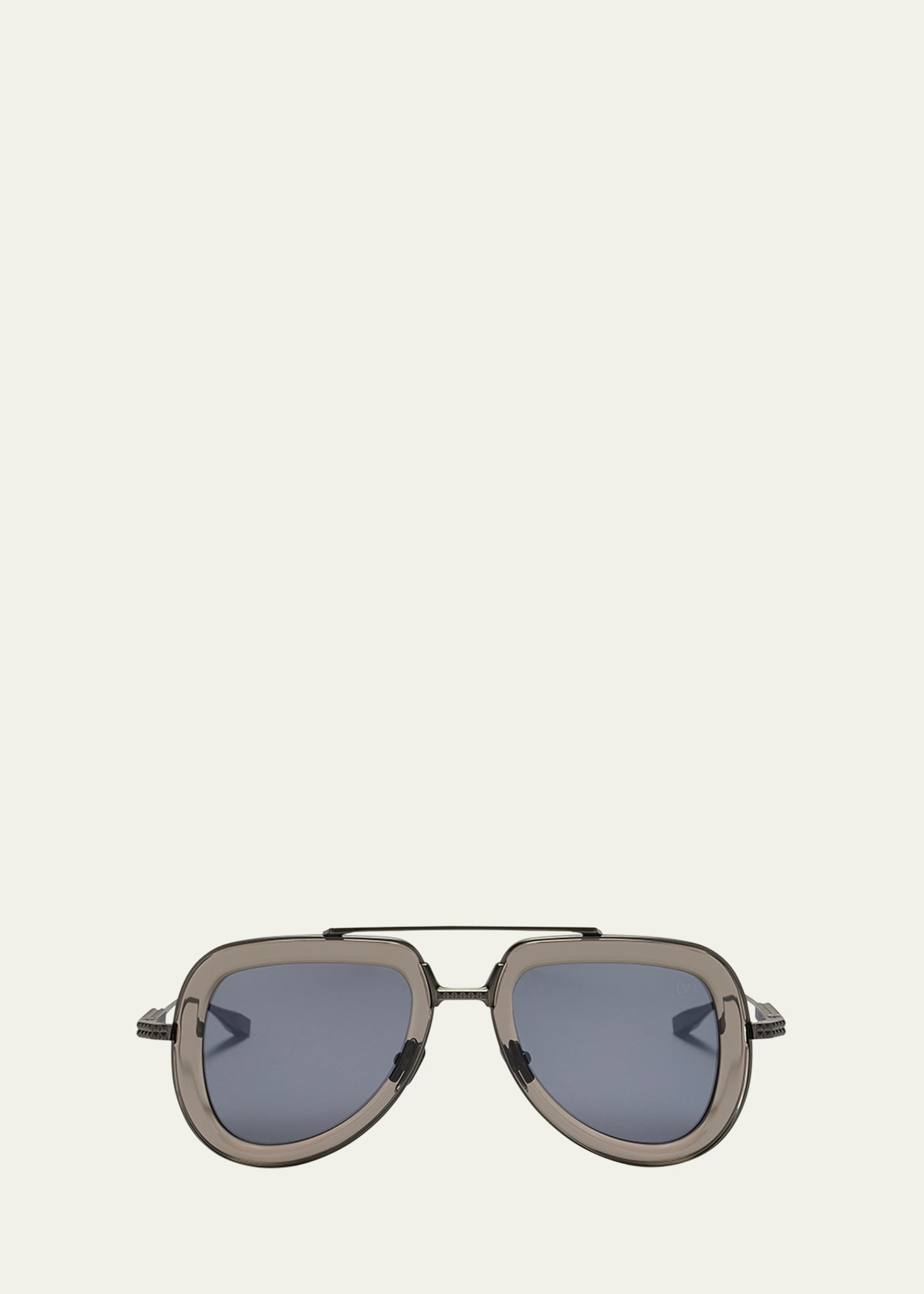 Valentino Garavani V-Story Aviator Sunglasses - Blk-Blk 