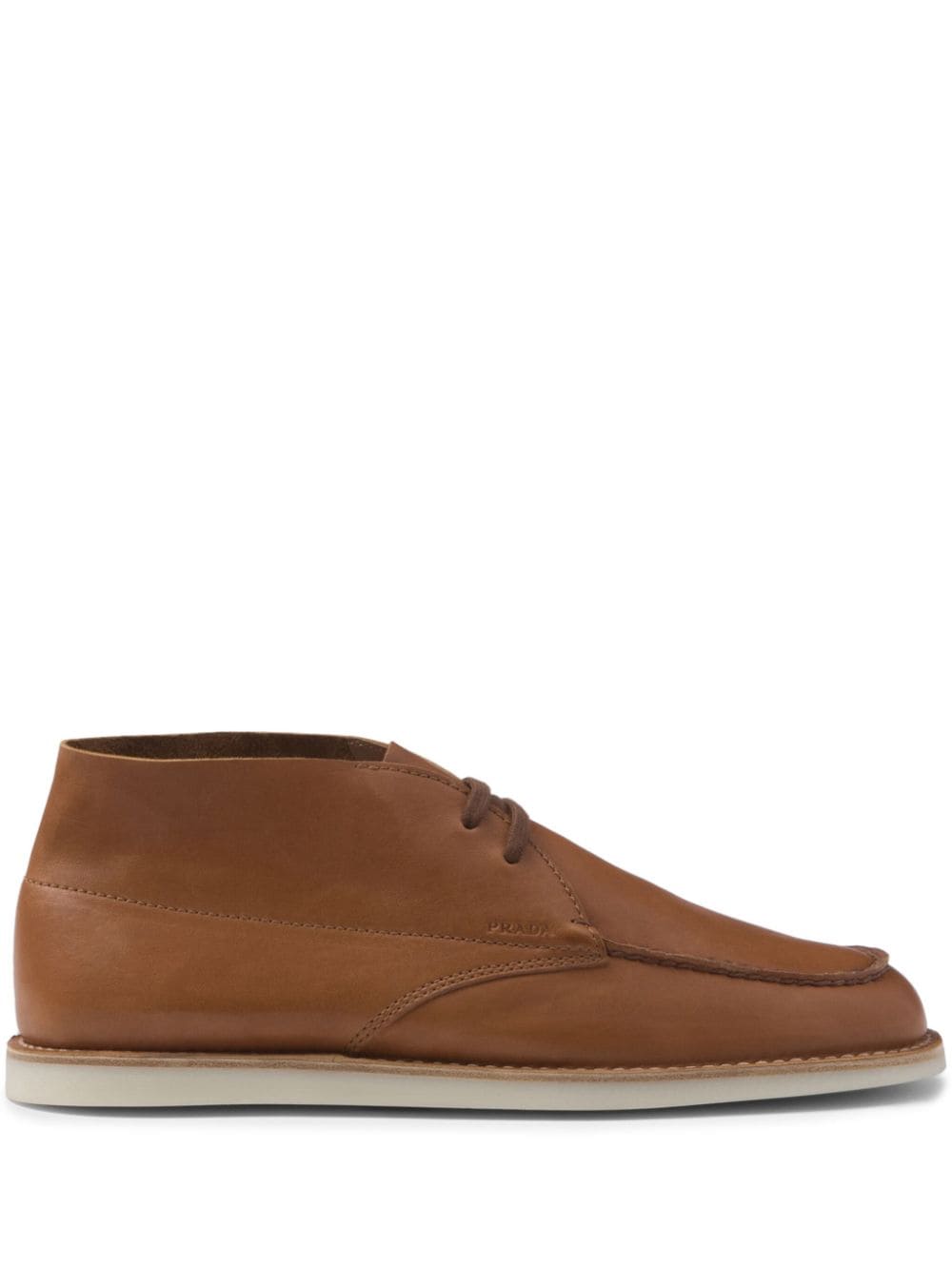 Prada Chukka Nappa Leather Boots - Brown | Editorialist display picture 1