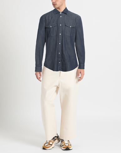 DONDUP man denim shirt blue size m cotton, elastane