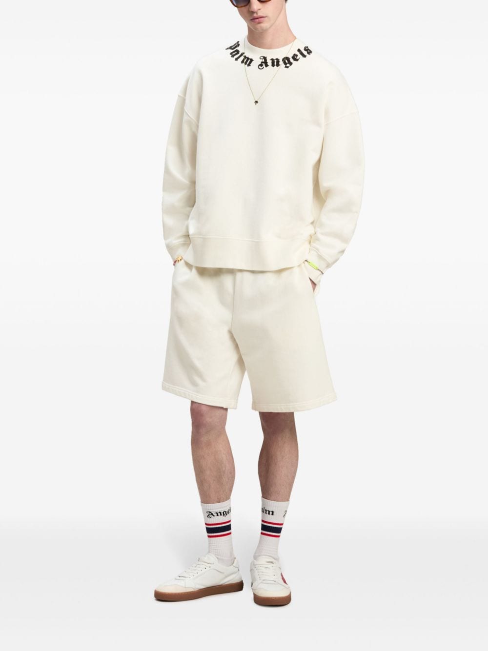 PALM ANGELS Palm Angels Logo-Print Cotton Track Shorts