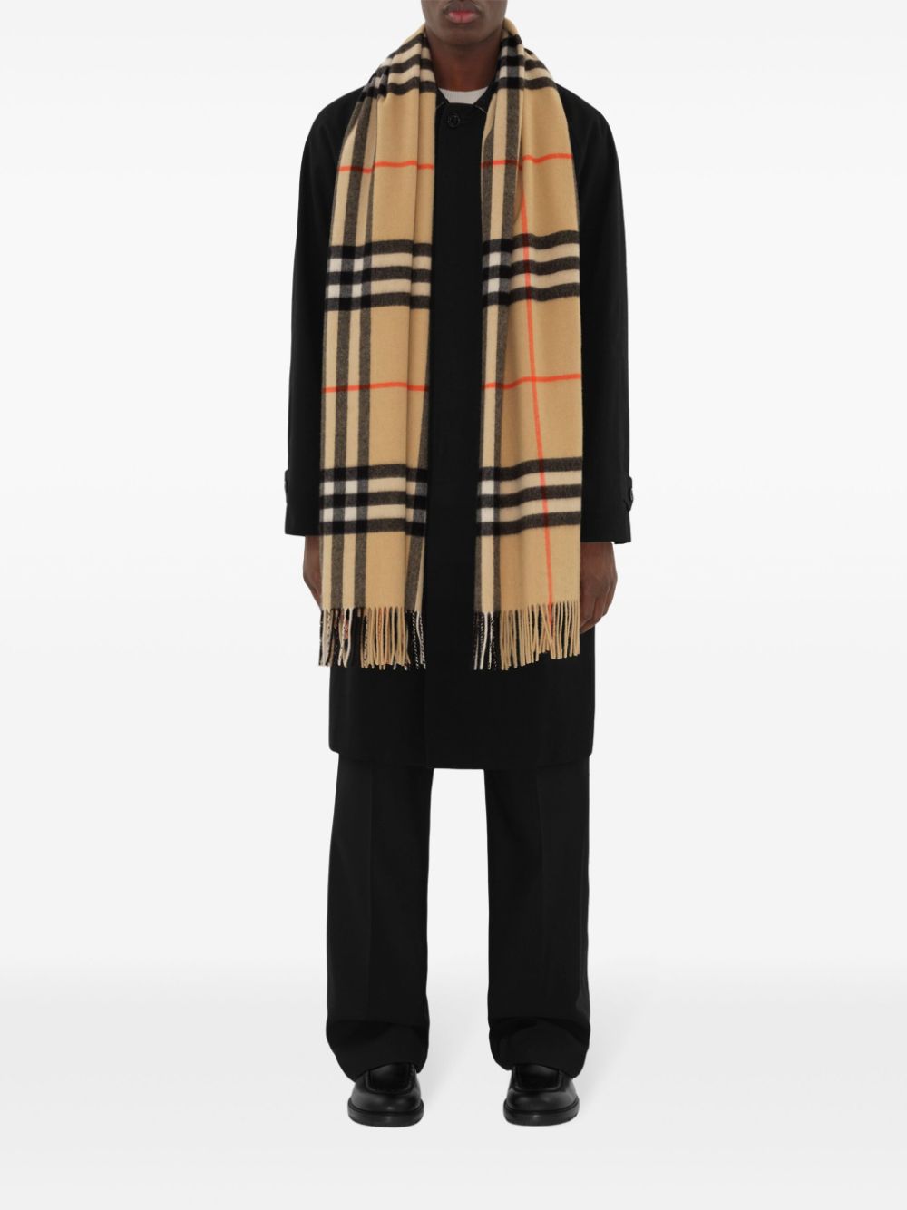 BURBERRY wide check cashmere scarf