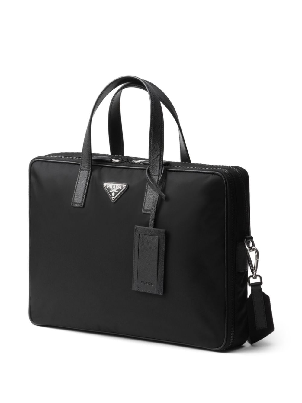 Prada Logo-Plaque Briefcase In Black | Editorialist