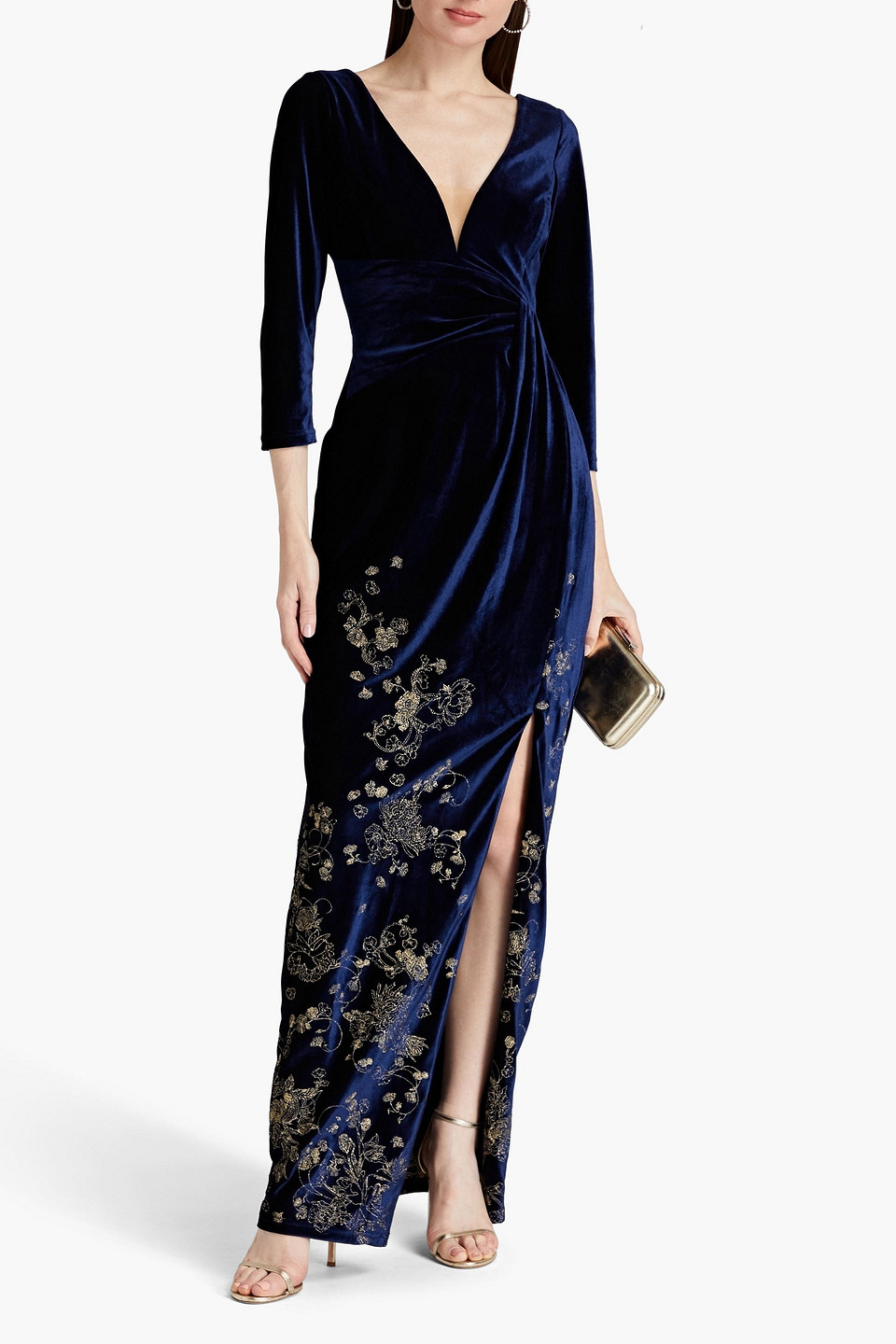 marchesa notte embroidered velvet dress Marchesa Notte Velvet Taffeta Gown main image 1