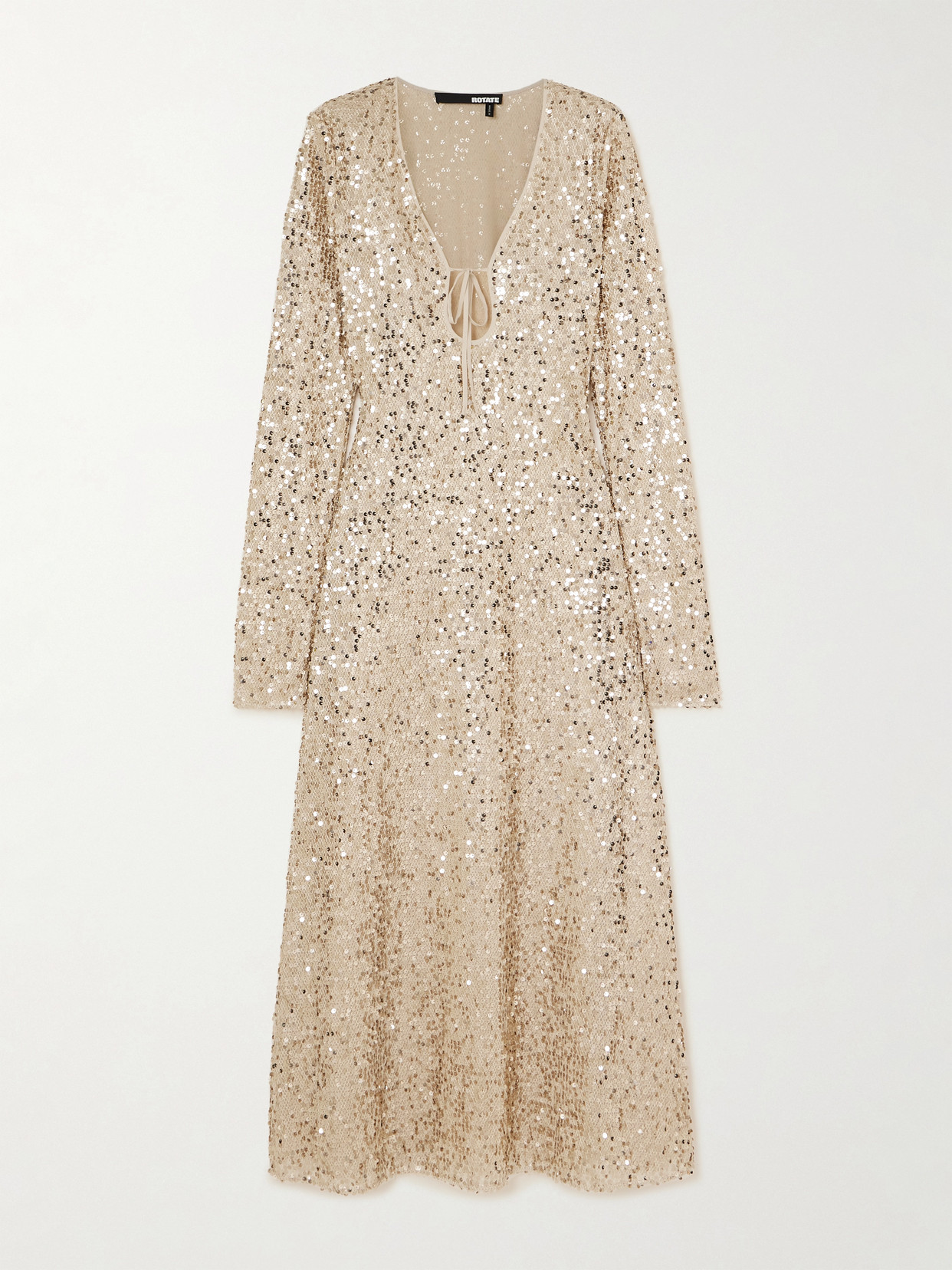 Rotate By Birger Christensen Sequined Recycled-Tulle Midi Dress In Gold - 50% Off