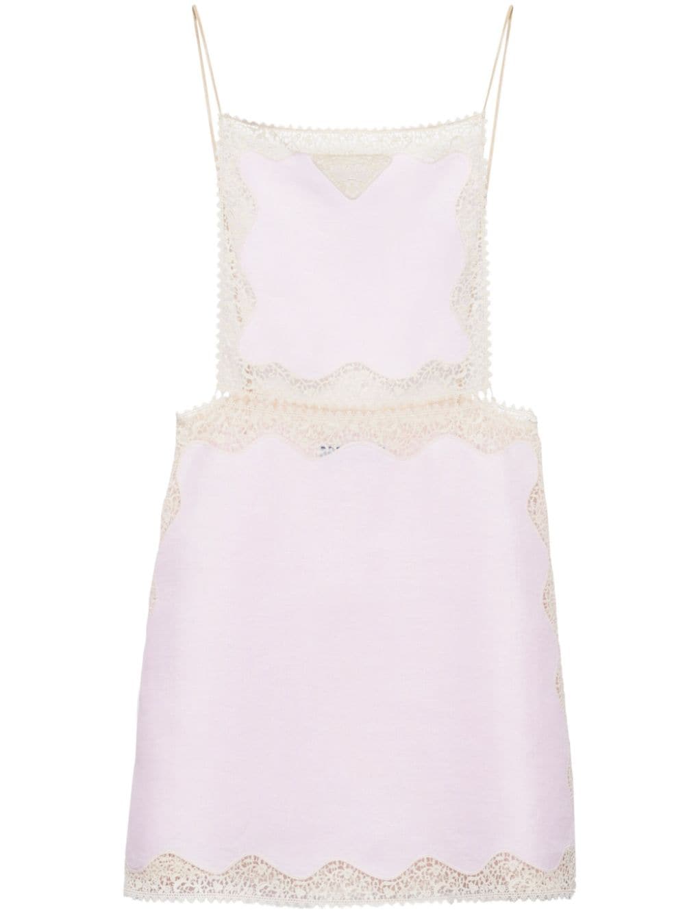 Prada Lace-Trimmed Linen Minidress - Pink | Editorialist