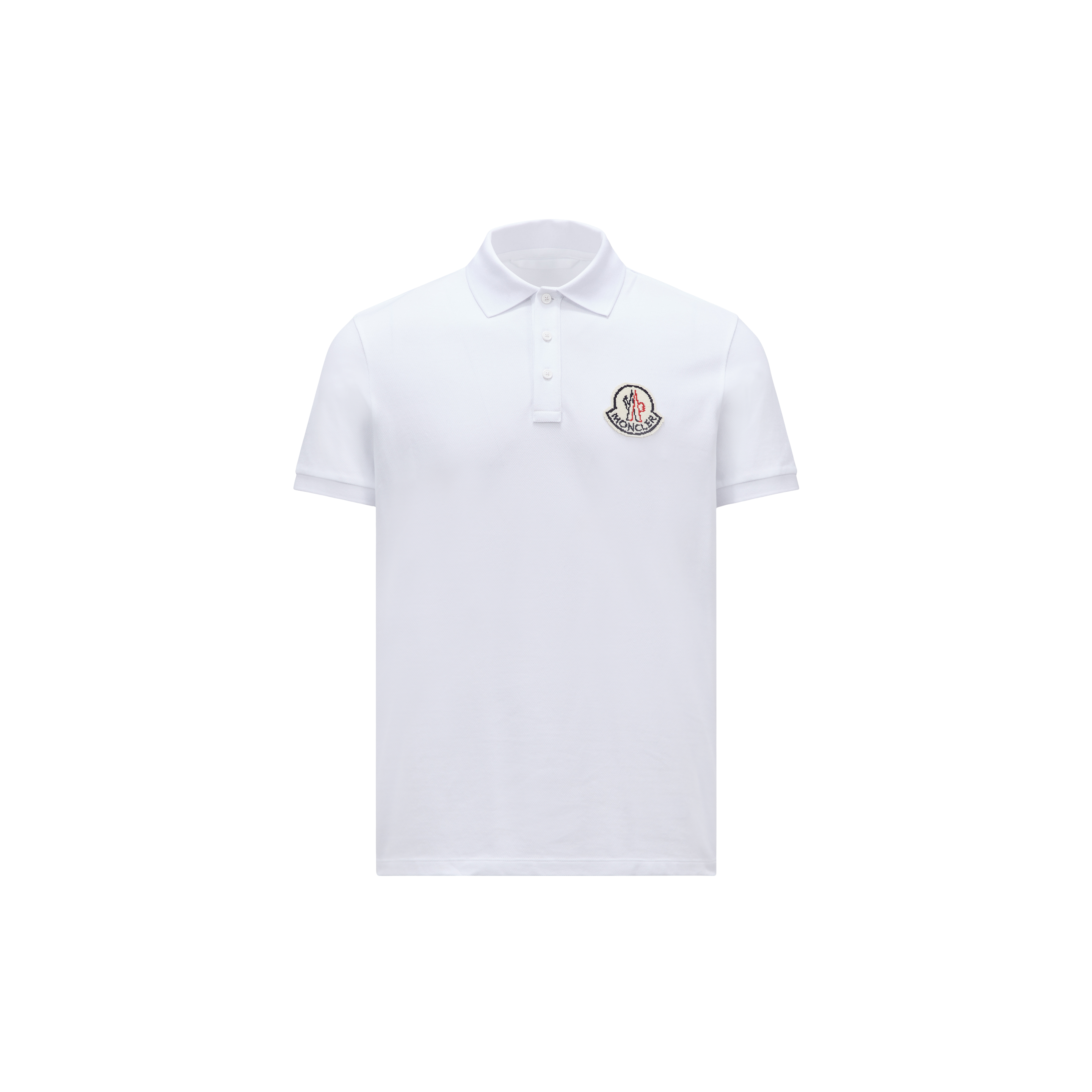 Moncler Pixel Logo Cotton Piquet Polo Shirt - White | Editorialist
