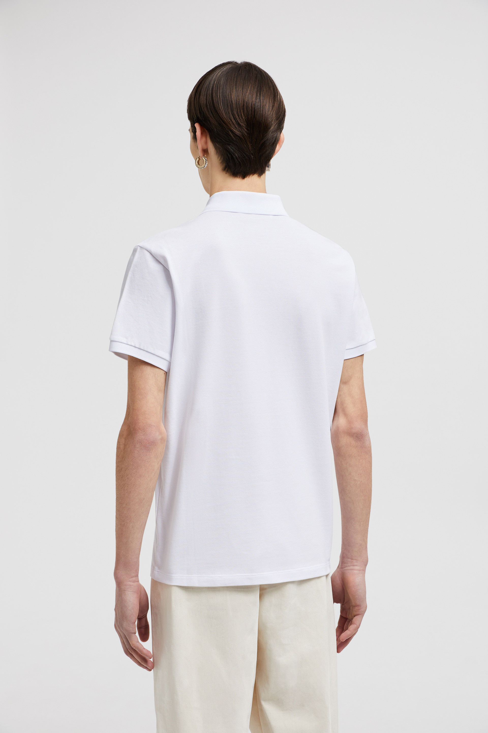 Moncler Pixel Logo Cotton Piquet Polo Shirt - White | Editorialist