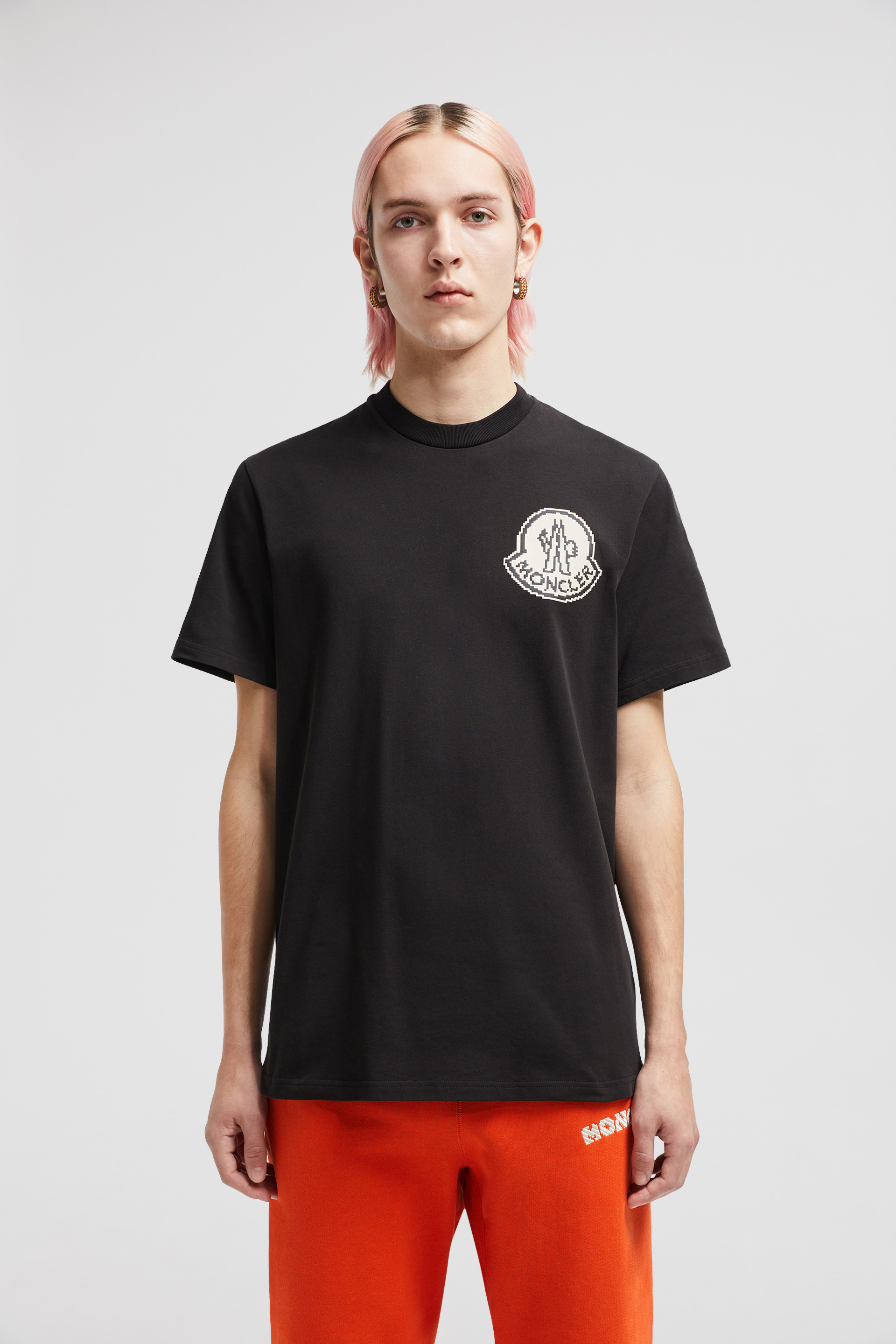 Moncler Pixel Logo Cotton T-Shirt - Black | Editorialist
