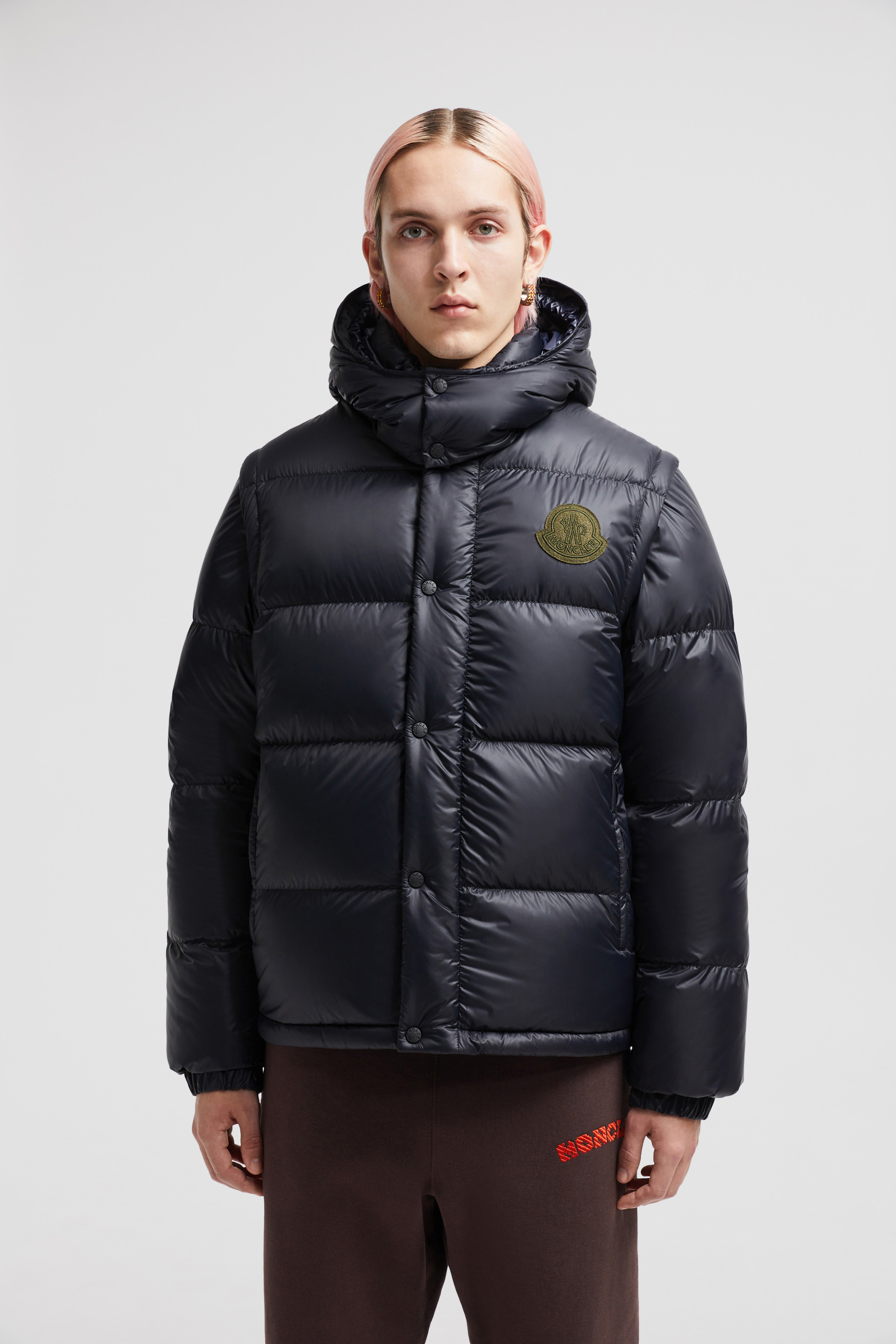 Moncler Cyclone 2-In-1 Short Down Jacket - Brown | Editorialist