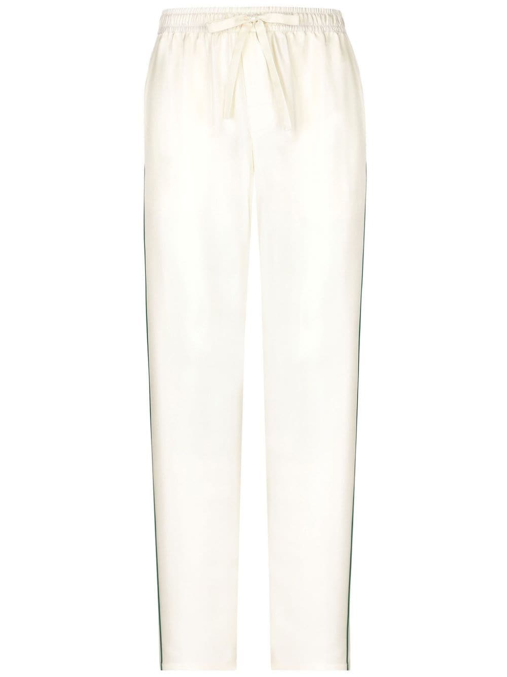 DOLCE & GABBANA Dolce & Gabbana Logo-Embroidered Silk Trousers
