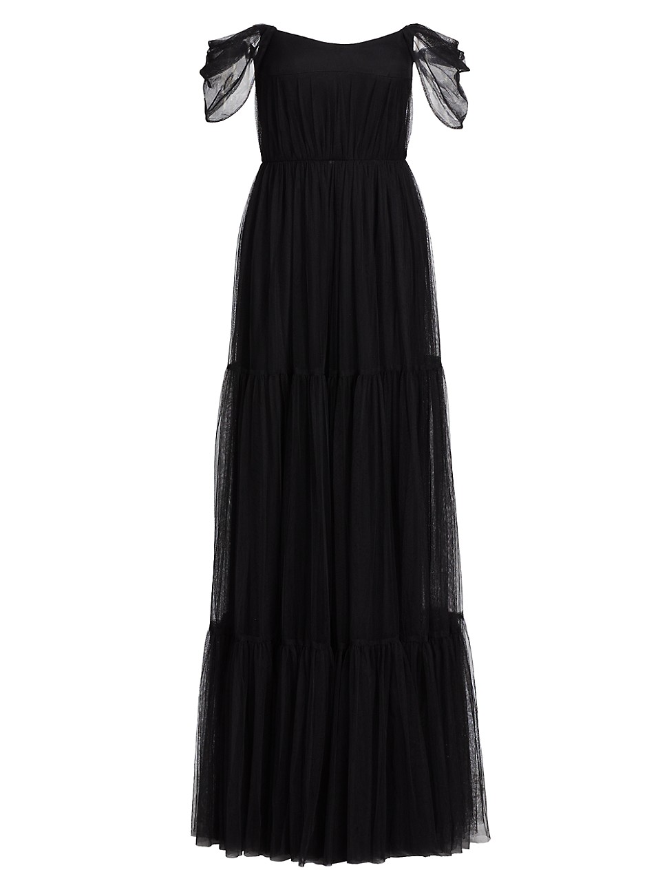 Vera Wang Bride Ginny Tulle Off-The-Shoulder A-Line Gown In Black - 30% Off  | Editorialist