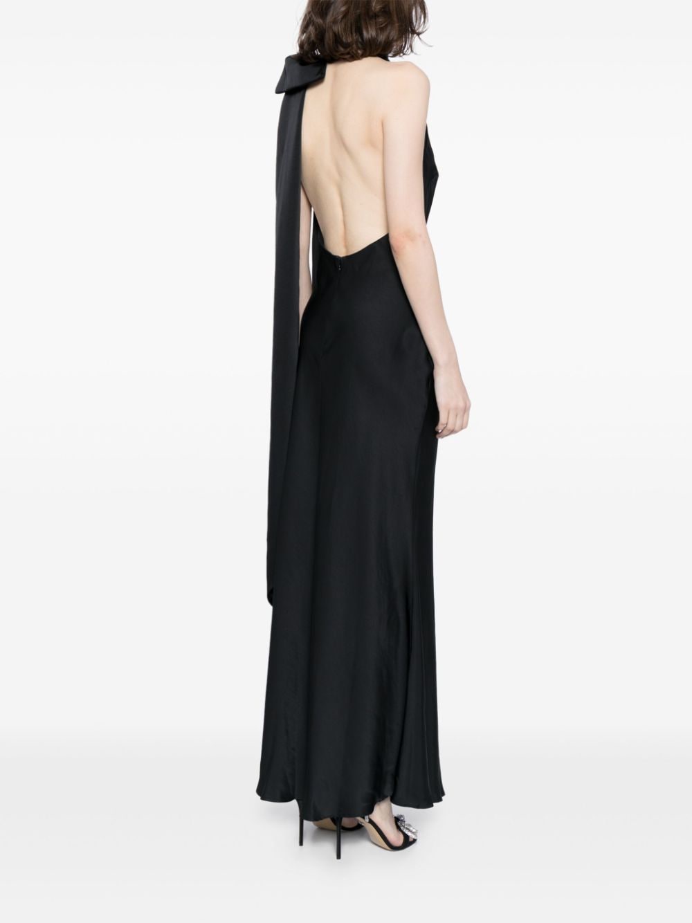 slim fit dress slacks MISHA (wine) Evianna halter bow gown