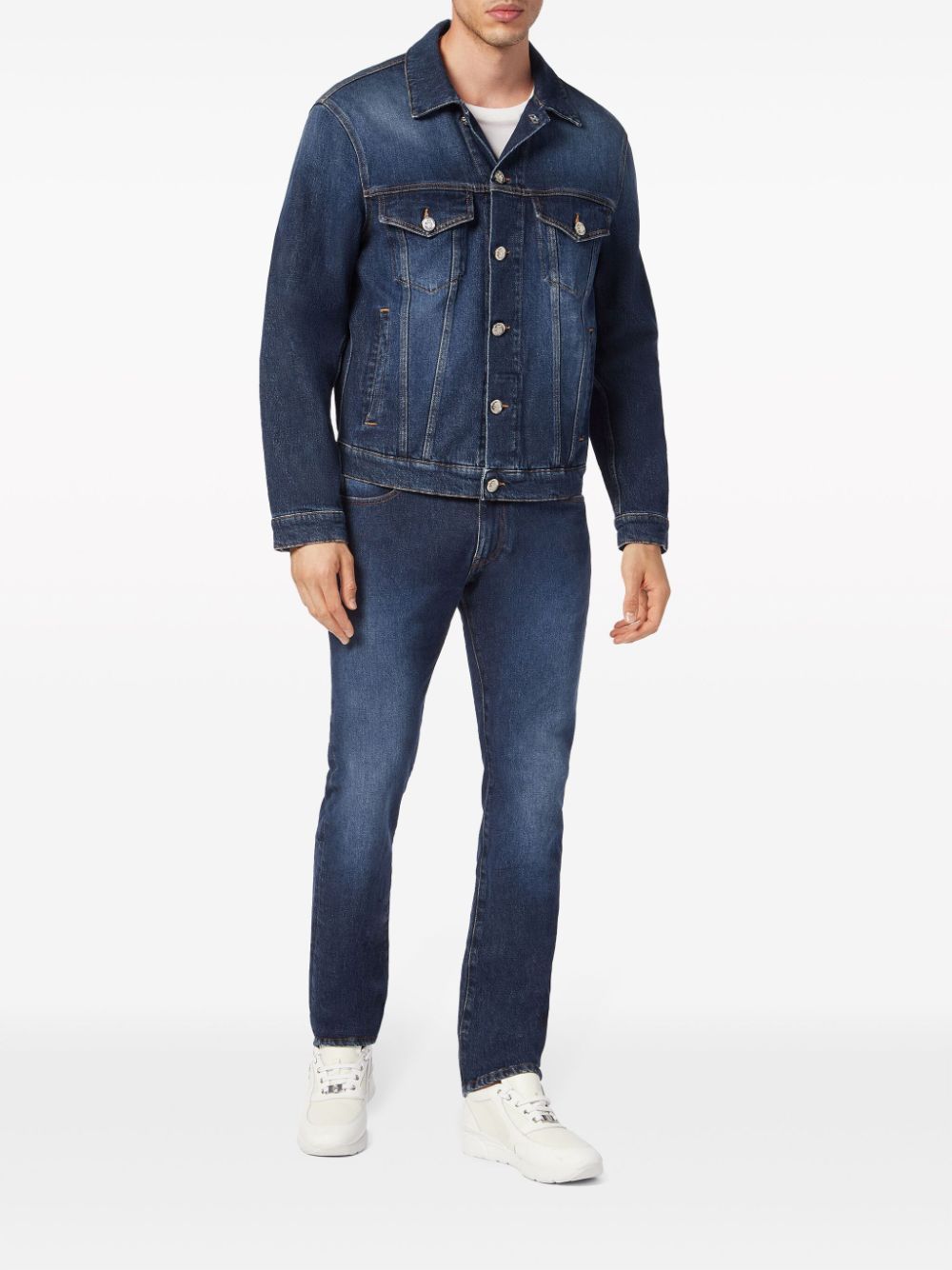 BILLIONAIRE Billionaire logo-appliqué denim jacket