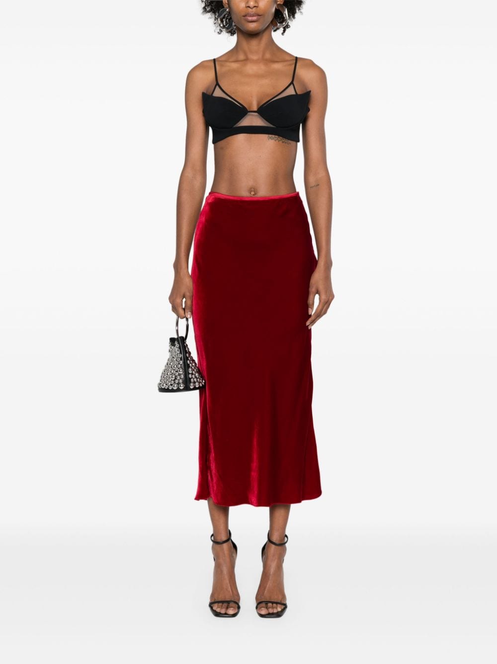 V:PM ATELIER V:PM ATELIER Burlesque Velvet Midi Skirt