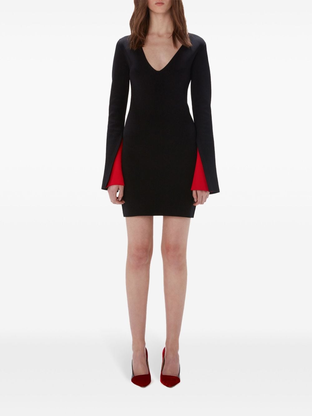 JW ANDERSON JW Anderson Contrast-Cuff V-Neck Dress