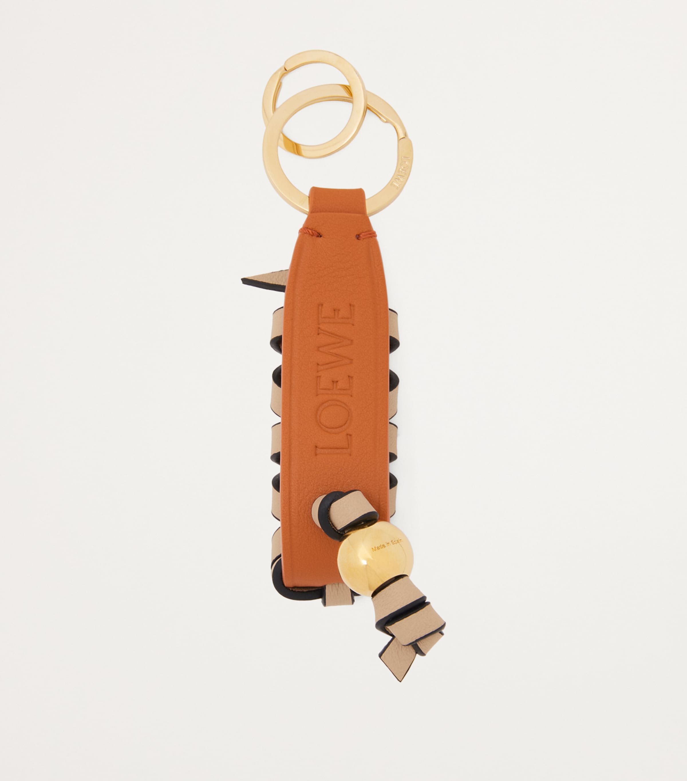 Loewe Leather Braided Cross Keychain - Brown | Editorialist