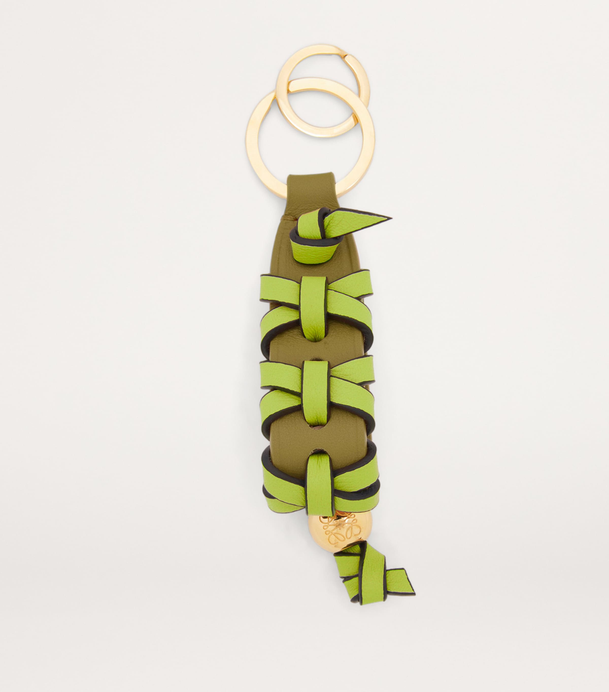 Loewe Leather Braided Cross Keychain - Brown | Editorialist