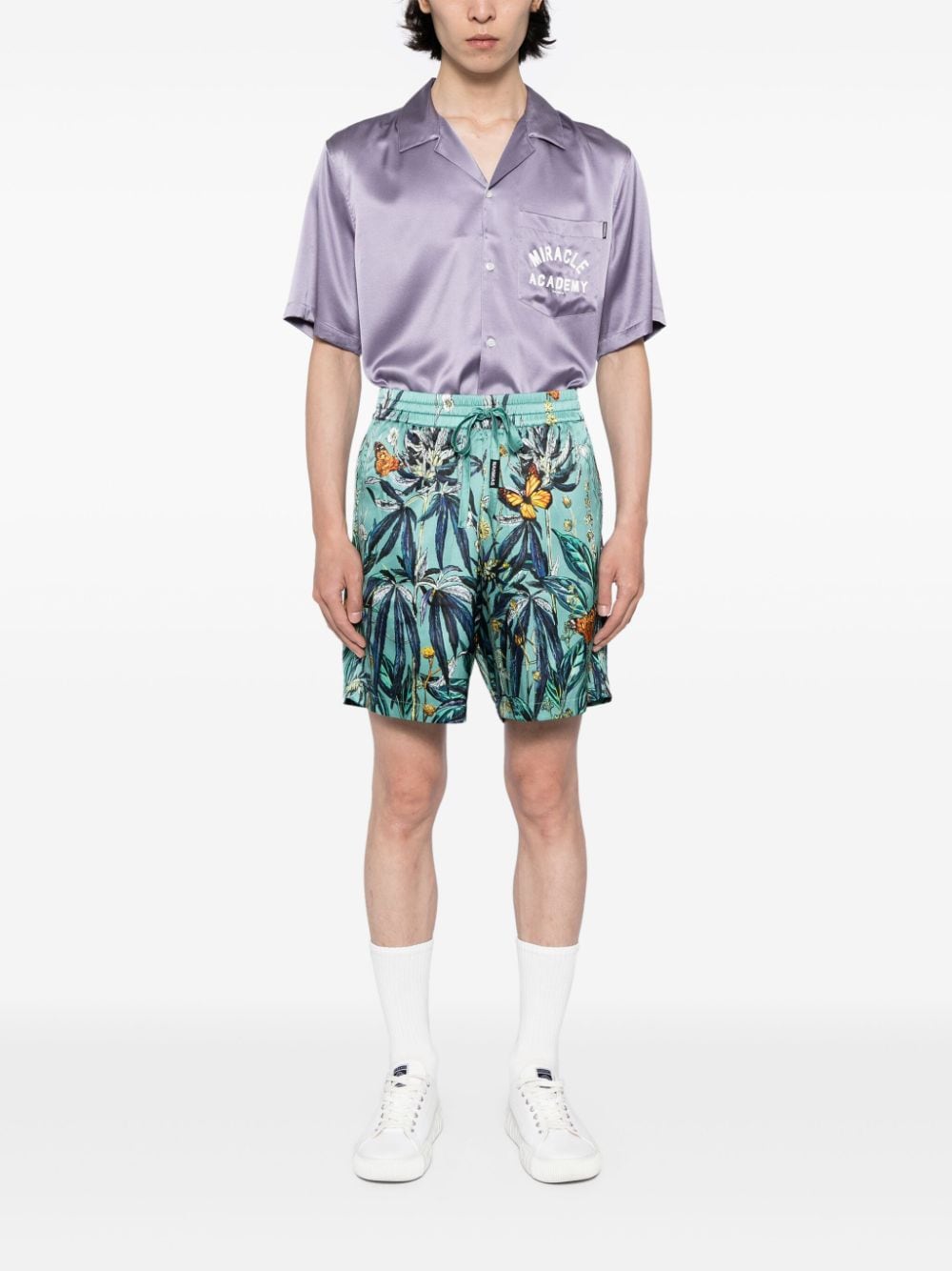NAHMIAS Nahmias botanical silk-blend shorts
