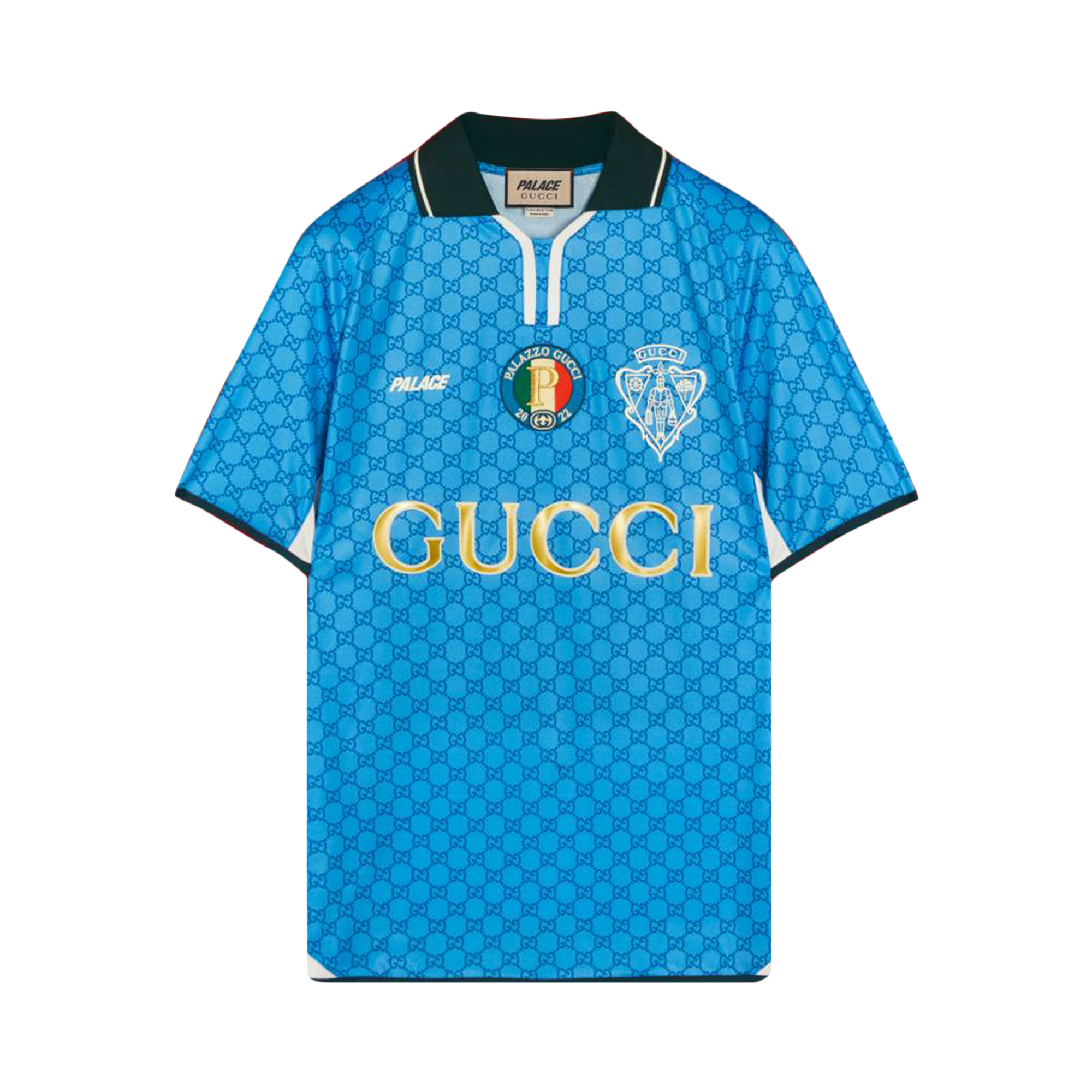 Gucci X Palace Printed Football Jersey - Blue | Editorialist
