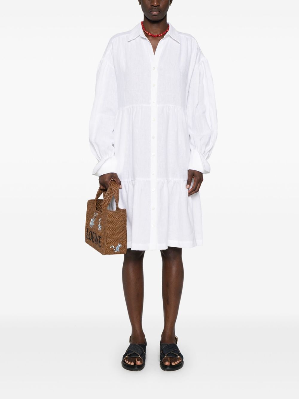 ELEVENTY Eleventy Tiered Linen Mini Dress