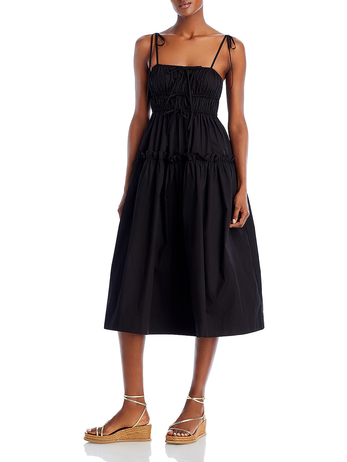 en saison cotton sleeveless smocked midi dress En Saison KcKenna Smocked Tie-Strap Midi Dress