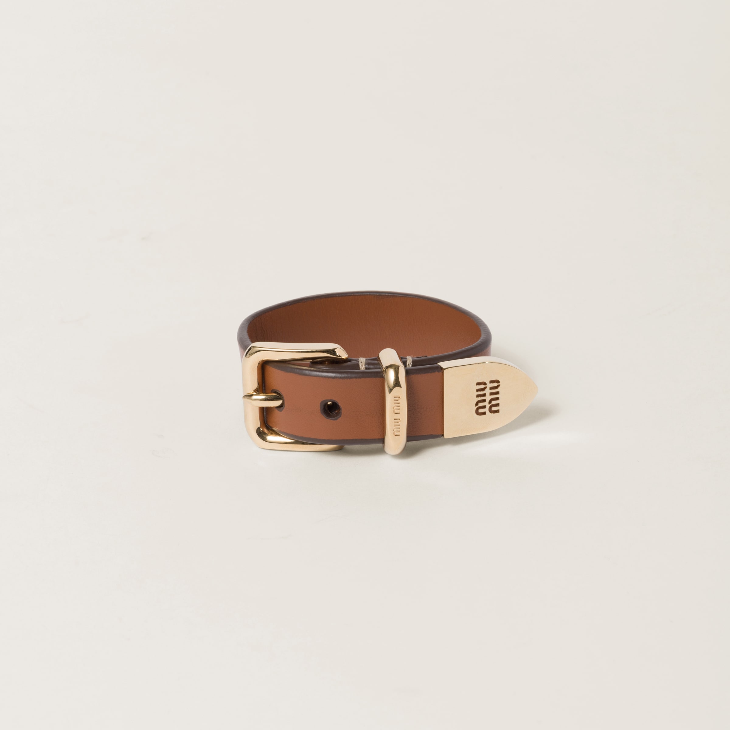 Miu Miu Leather Bracelet - Cognac | Editorialist