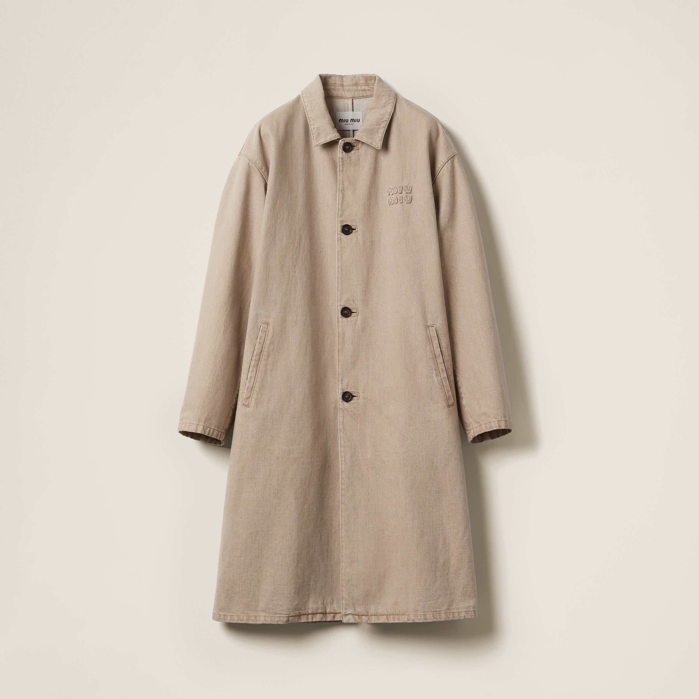Miu Miu Denim Coat - Beige | Editorialist
