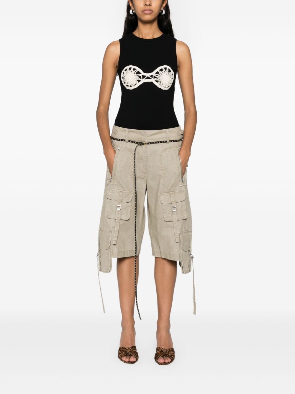 MAGDA BUTRYM Magda Butrym Floral-Appliqué Ribbed Tank Top