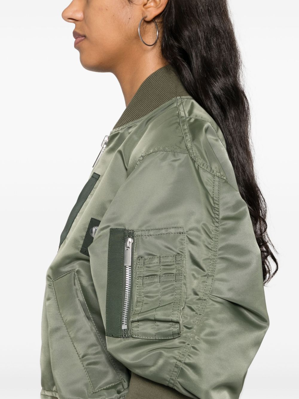 Sacai Short-Sleeve Bomber Jacket - Green | Editorialist