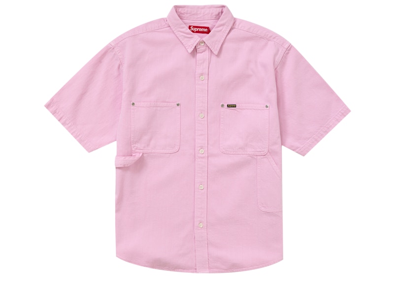Supreme Loose Fit S/S Denim Painter Shirt - Pink | Editorialist