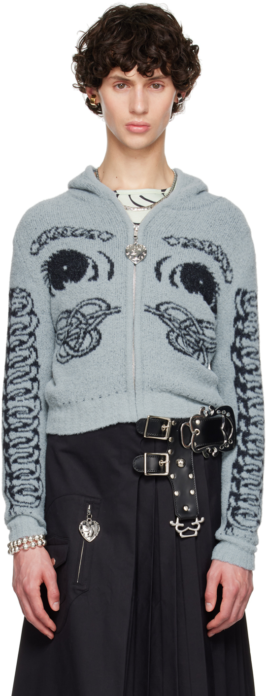 Chopova Lowena Bleu Knot Eye Cardigan - Blue | Editorialist