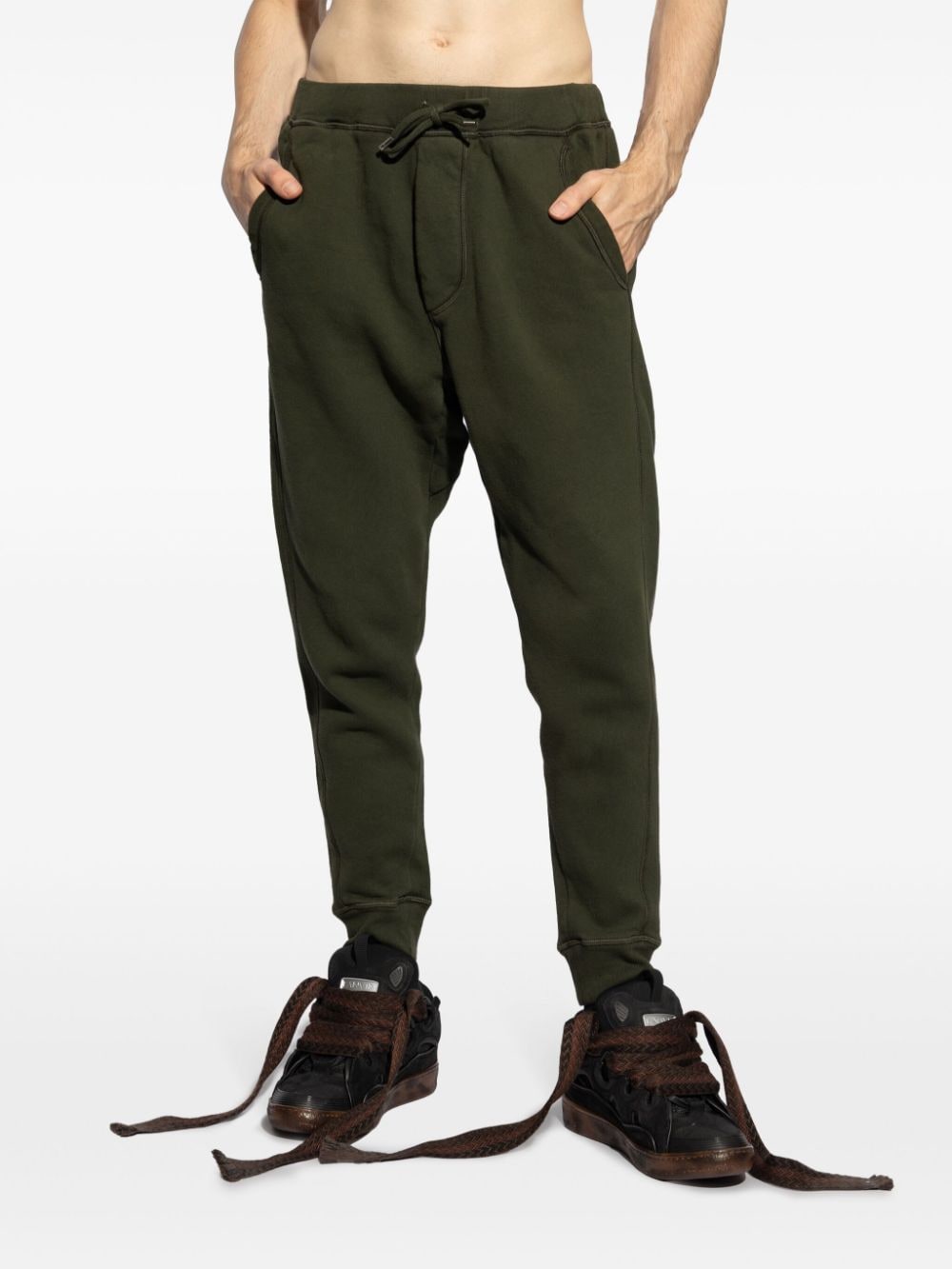 Julius Drop-Crotch Cropped Track Pants In Black - 47% Off
