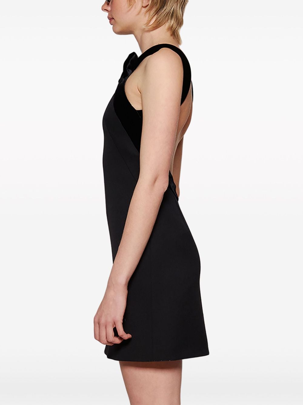 knee length dresses for ladies Miu Miu V-neck Organza-trimmed Velvet Minidress – Petite Chérie main image 1
