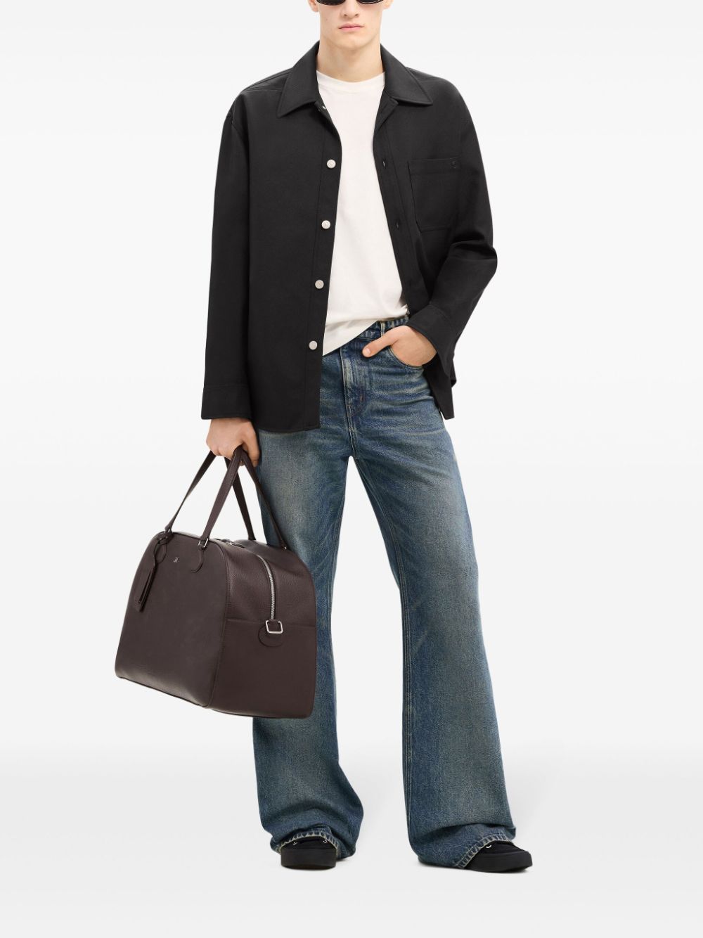 COURREGES logo-appliqué twill oversized shirt