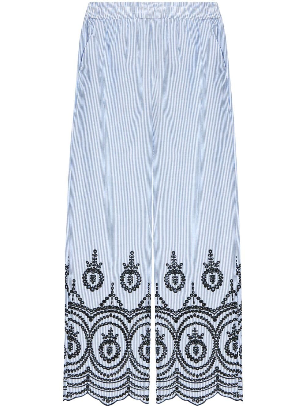 MUNTHE MUNTHE Embroidered Striped Trousers