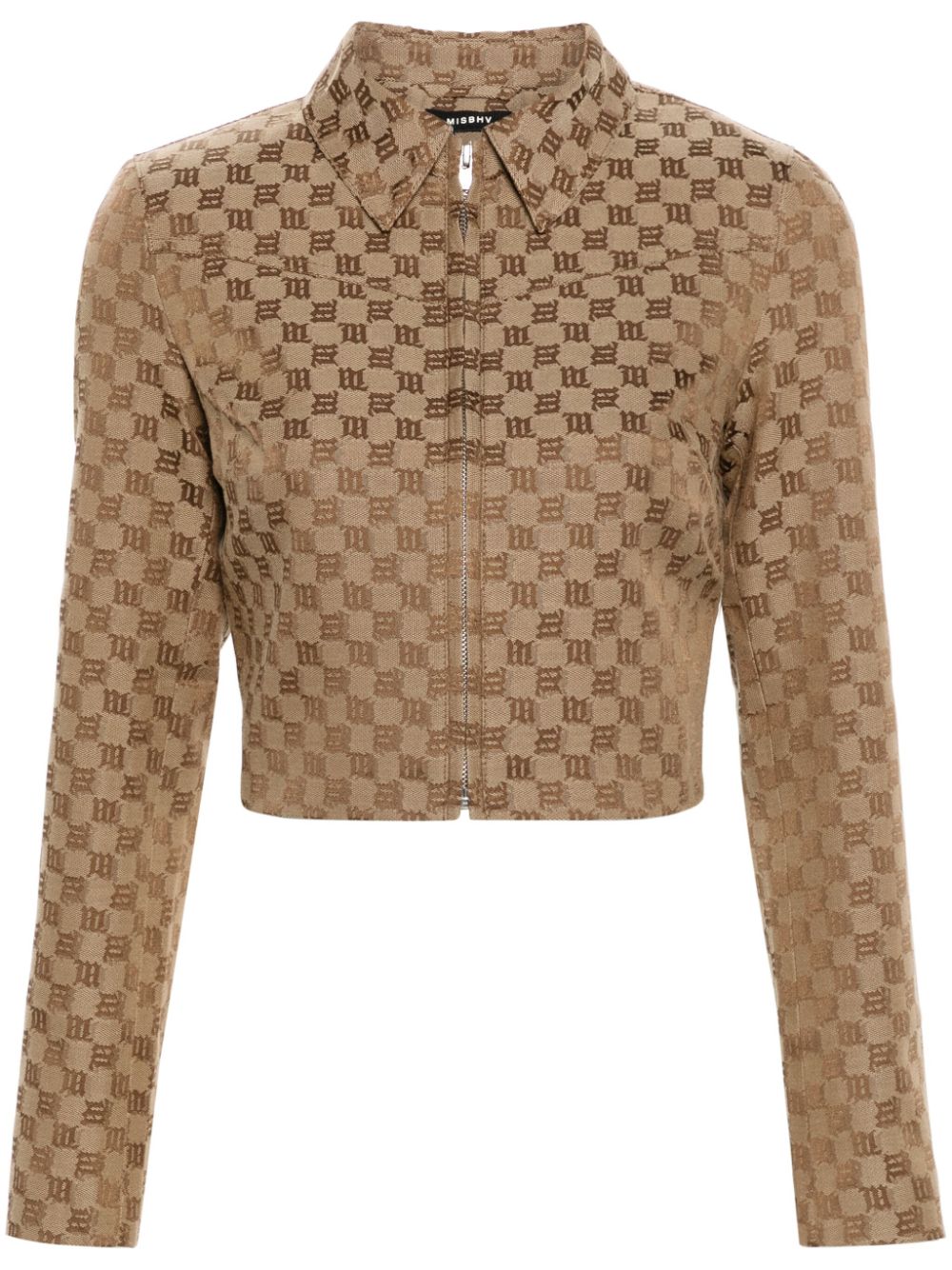 Misbhv Jacquard-Monogram Cropped Jacket Neutrals Editorialist - Main Image