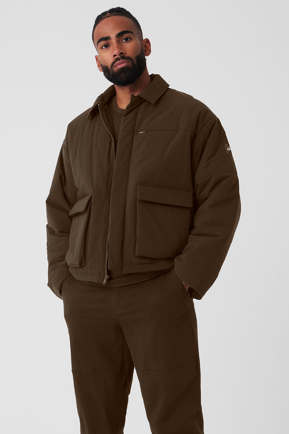 Alo Yoga Voyage Utility Cargo Jacket In Brown, Size - Espresso