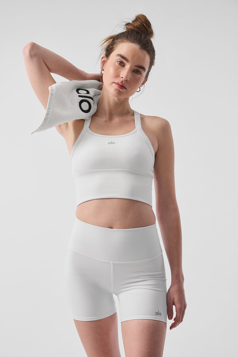 Alo Yoga Seamless Ribbed Favorite Bra Tank Top In Size - White