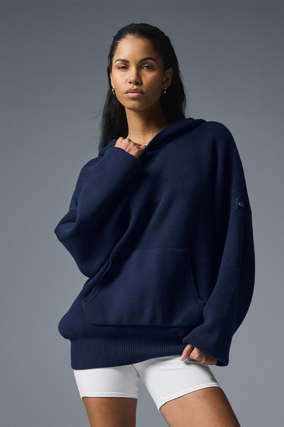Navy Blue Hoodie Alo Hooded Sweatshirt Alo Yoga Cashmere Jet Set Hoodie  Navy Editorialist